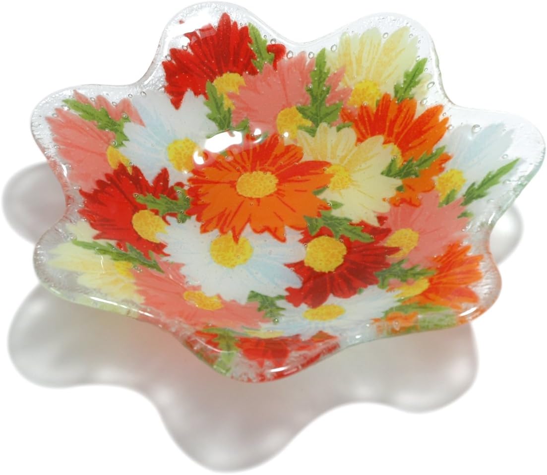 Amazon.com: Peggy Karr Daisy Bouquet 11-Inch Glass Flower-shaped Bowl ...