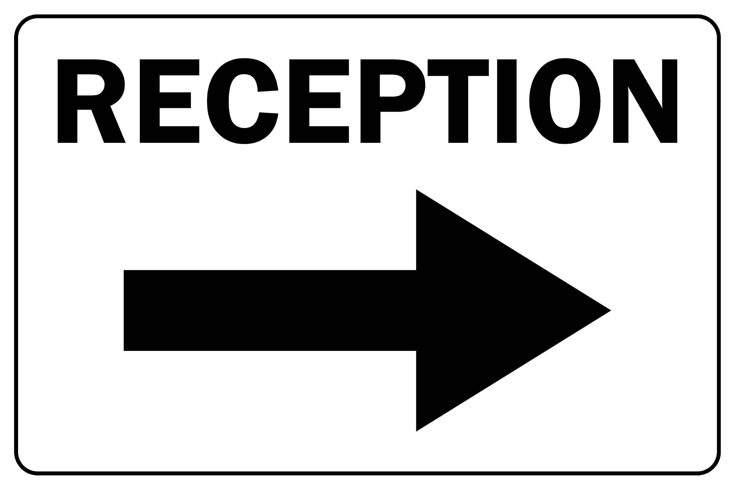 Reception this way right directional arrow Sign - 1mm Plastic sign ...
