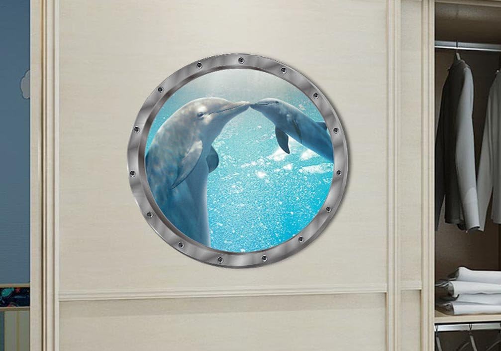 Amazon.com: BIBITIME 11" x 11" Fake Submarine Window View 3D Dolphin ...
