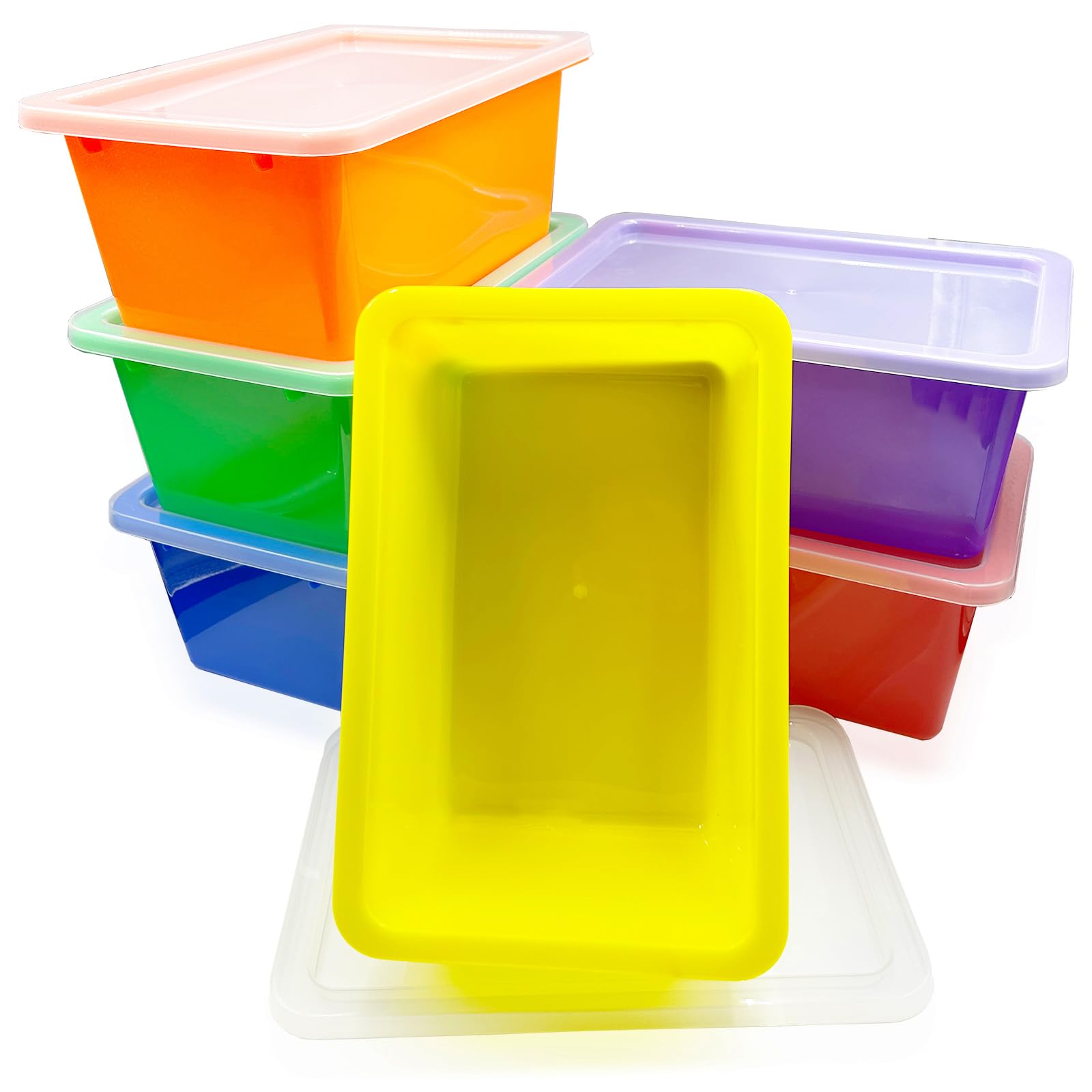 Amazon.com: Nexboraque 6 Pack Colored Bins with Lids, 5 Qt Plastic ...