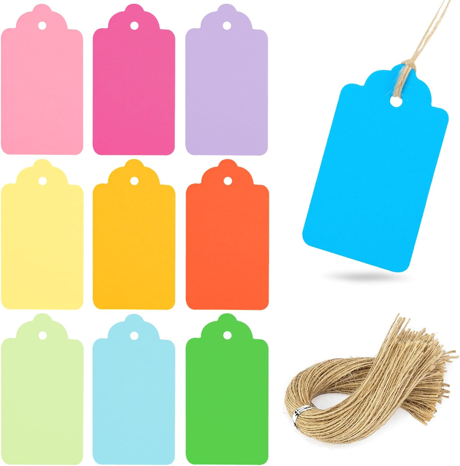 Amazon.com : Koogel 100PCS Gift Tags with Strings(3.3 * 1.8inch), Kraft ...