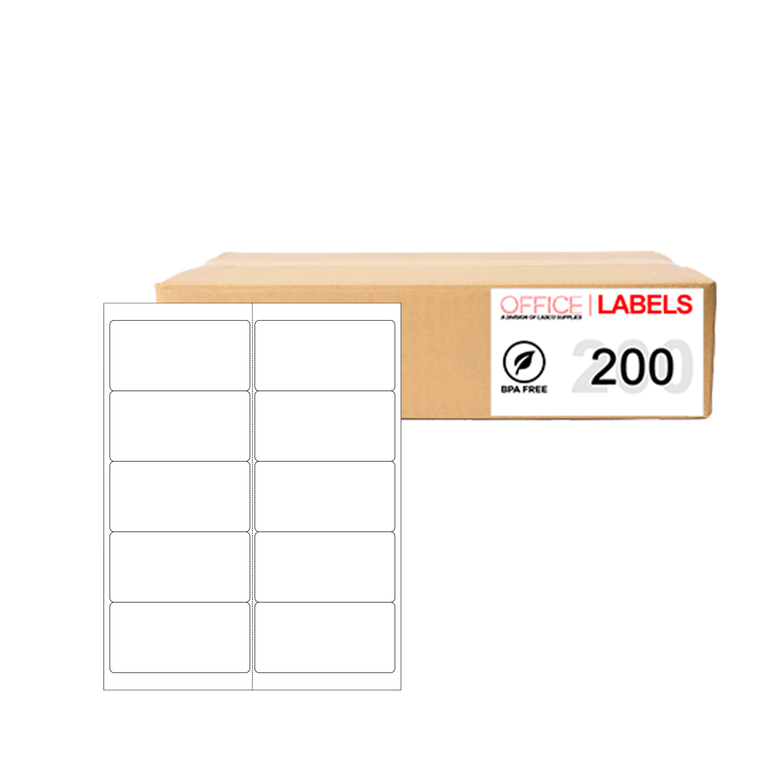 200 Sheets of Shipping Labels 2'' x 4'' 10up 2000 Labels 5163 5263 5963 ...