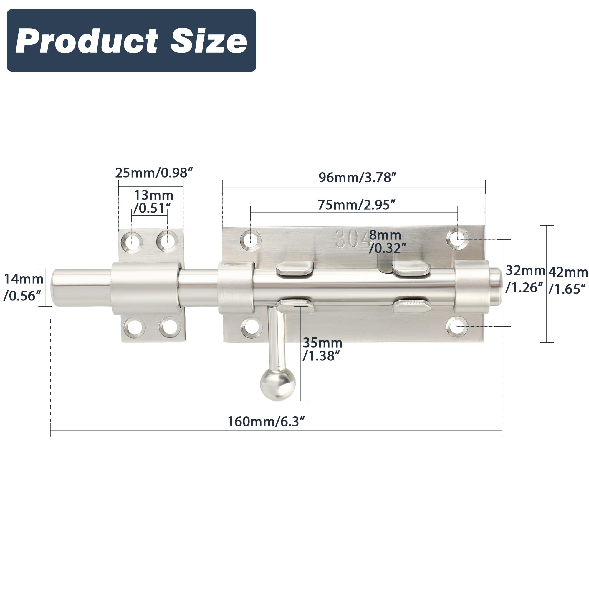 Snapklik.com : 6 Inch SUS304 Stainless Steel Gate Latch, Slide Bolt ...