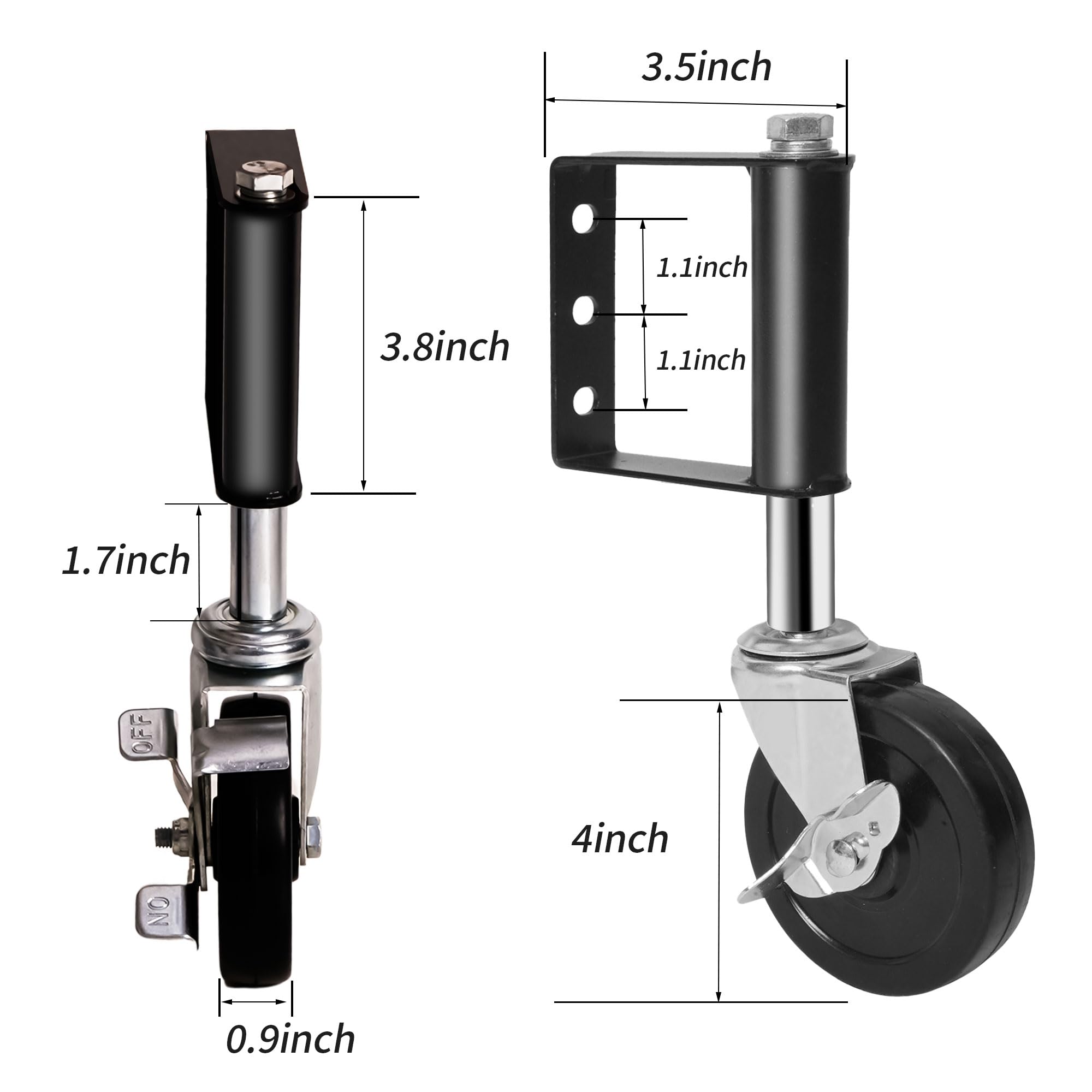 Snapklik.com : Spring Loaded Adjustable Gate Casters, 4 Inch Gate Wheel ...