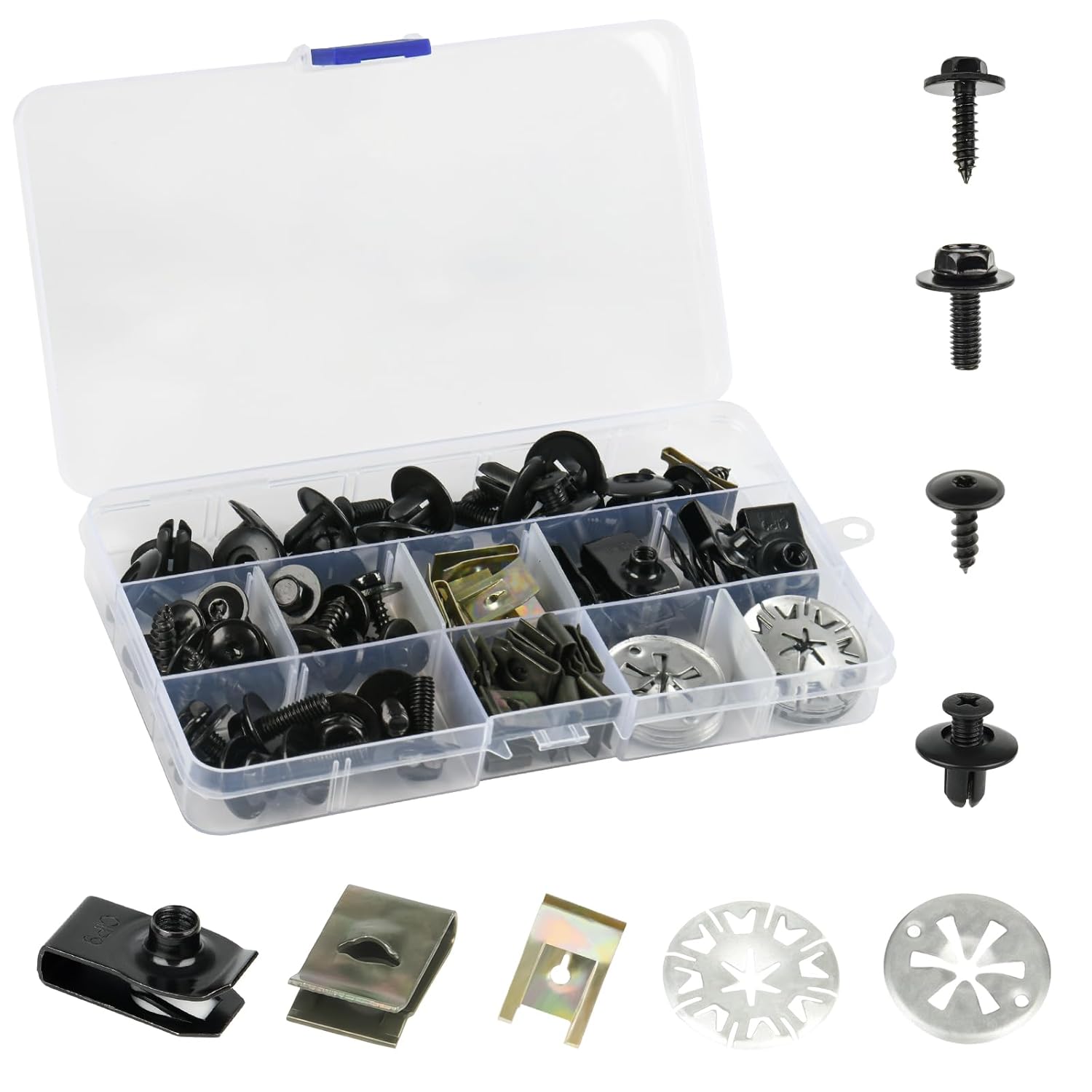 Realure 80 Pcs Car Panel Clips & Plastic Screws Kit, with Heat Shield ...