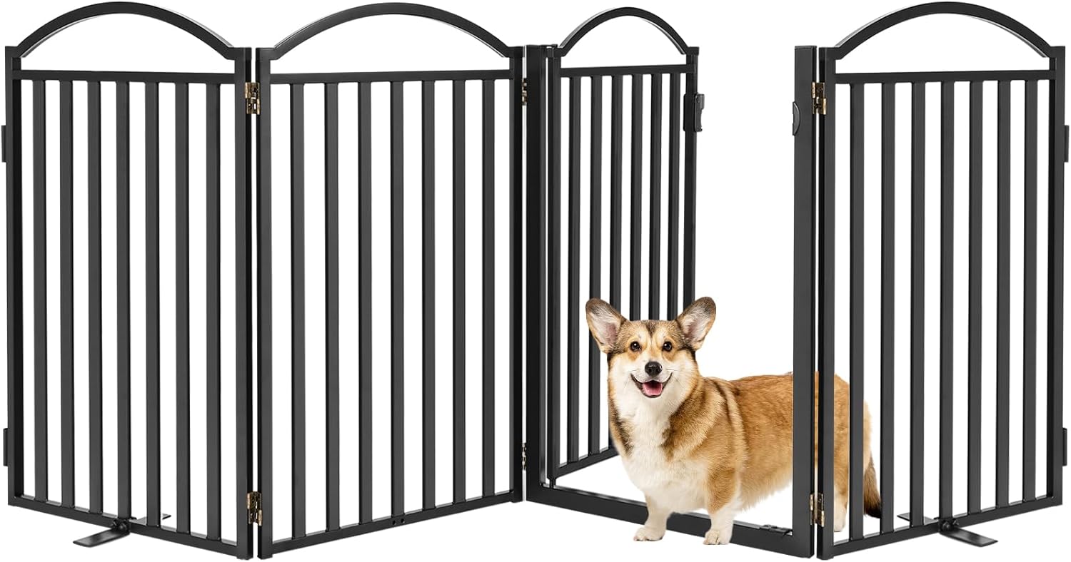 Amazon.com: Malier Metal Freestanding Dog Gates with Door, 32'' Height ...