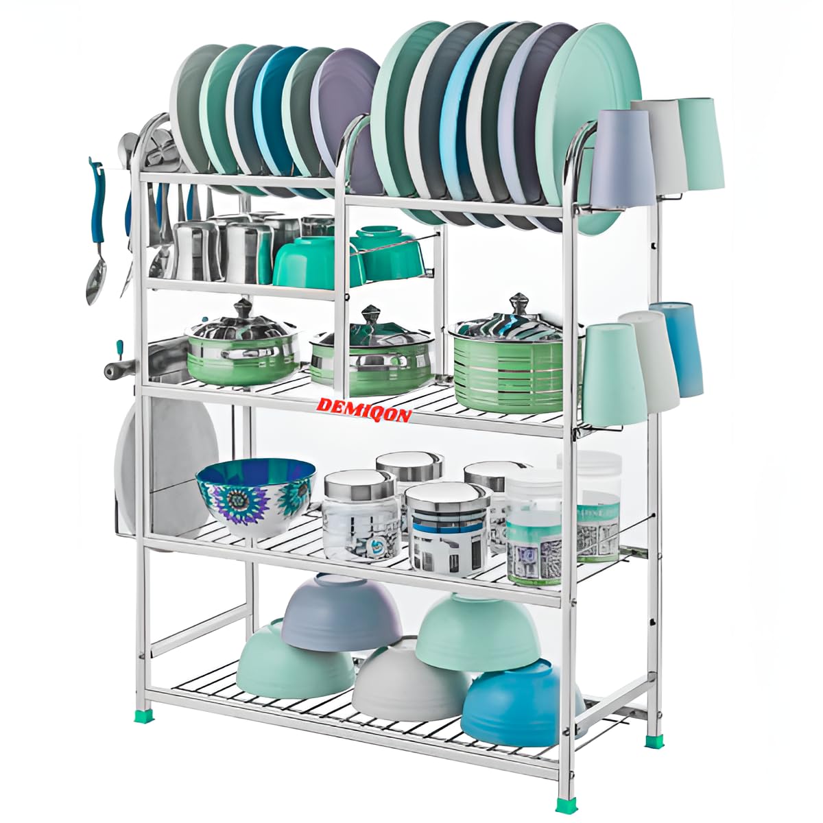 DEMIQON Stainless Steel 5 Shelf Kitchen Rack | Bartan Rack | Dish Rack ...