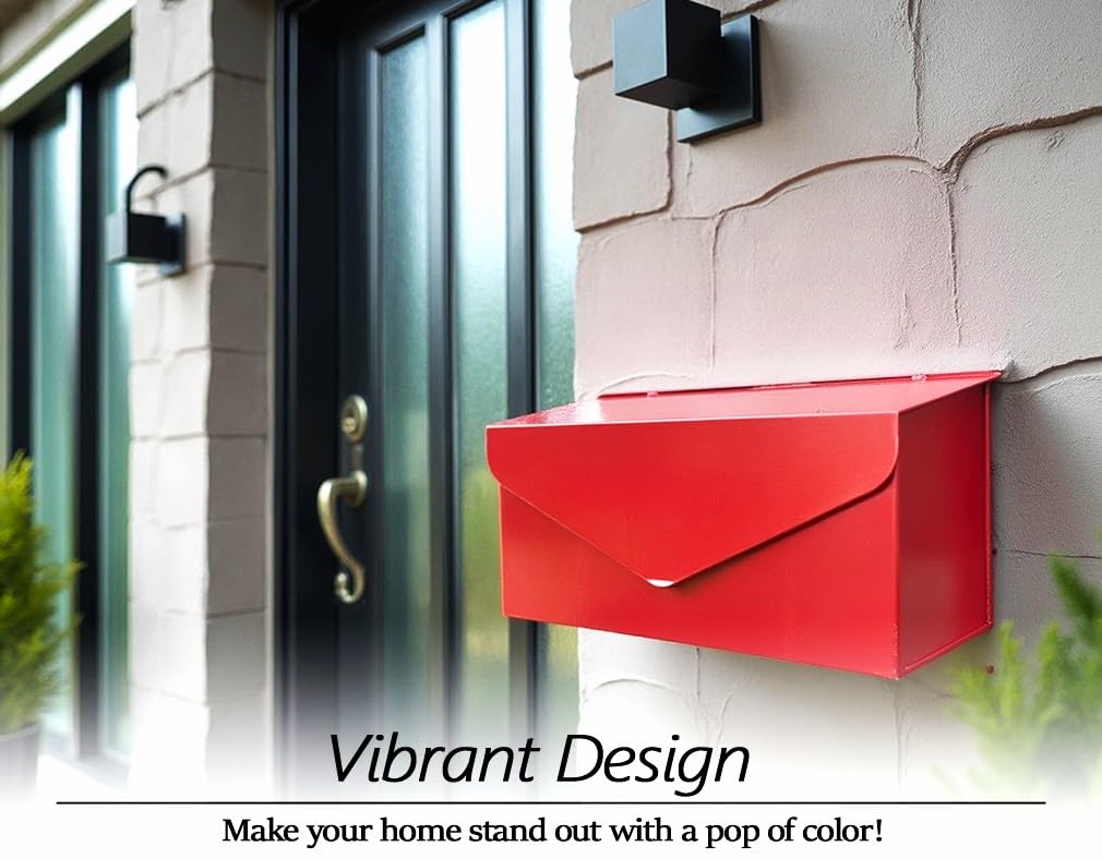 Snapklik.com : Red Envelope Wall Mount Mailbox, Rust Resistant Metal ...