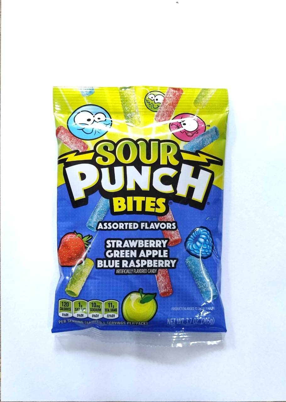 Sour Punch Bites Assorted Flavors Strawberry Green Apple Blue Raspberry ...