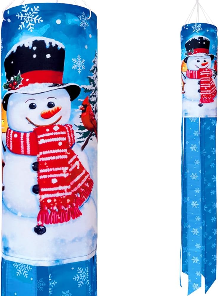 Amazon.com : Moucuny 4 Pcs Winter Windsocks 3D Hanging Snowman ...