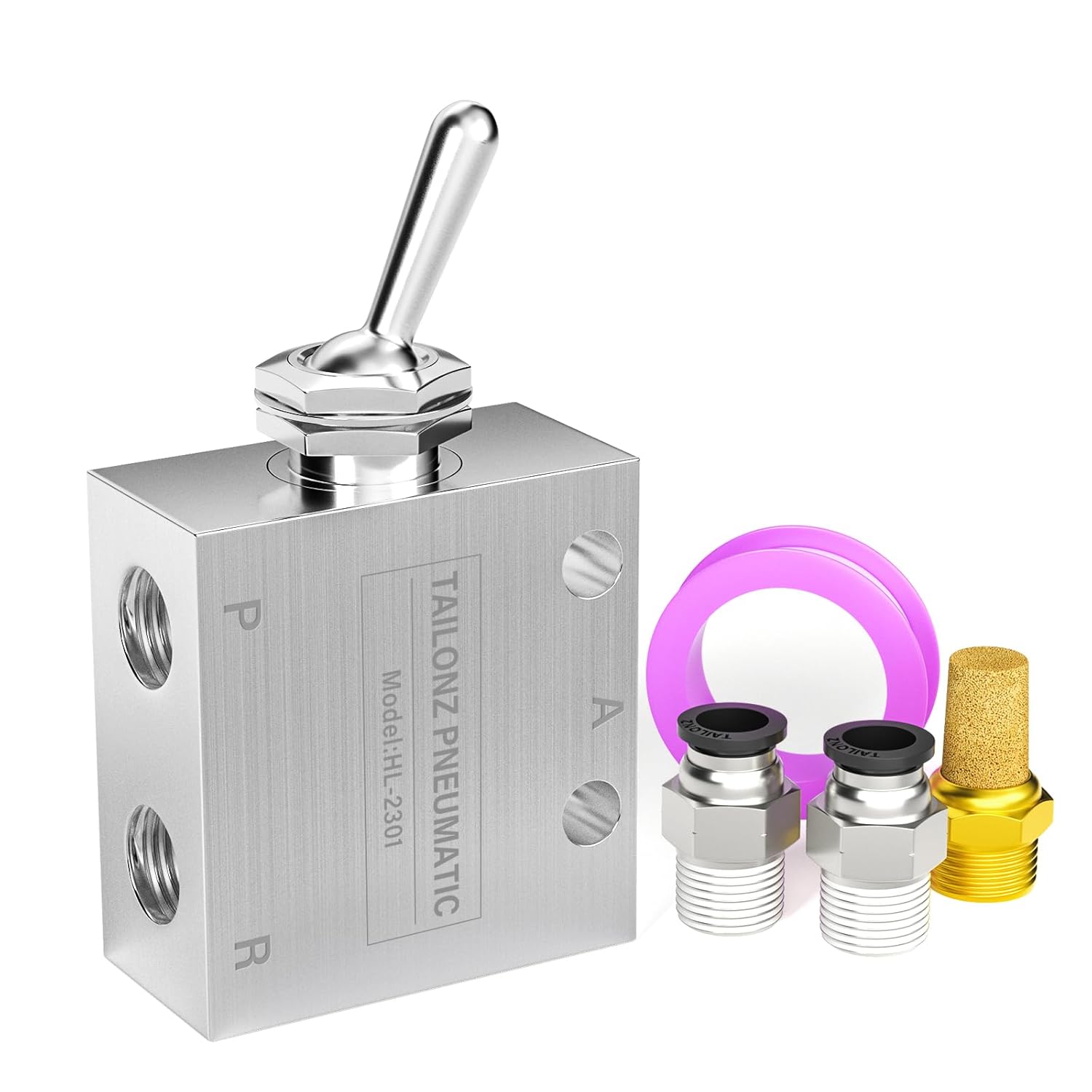 TAILONZ PNEUMATIC 1/8 Inch NPT 2 Position 3 Way Normally Air Mechanical ...