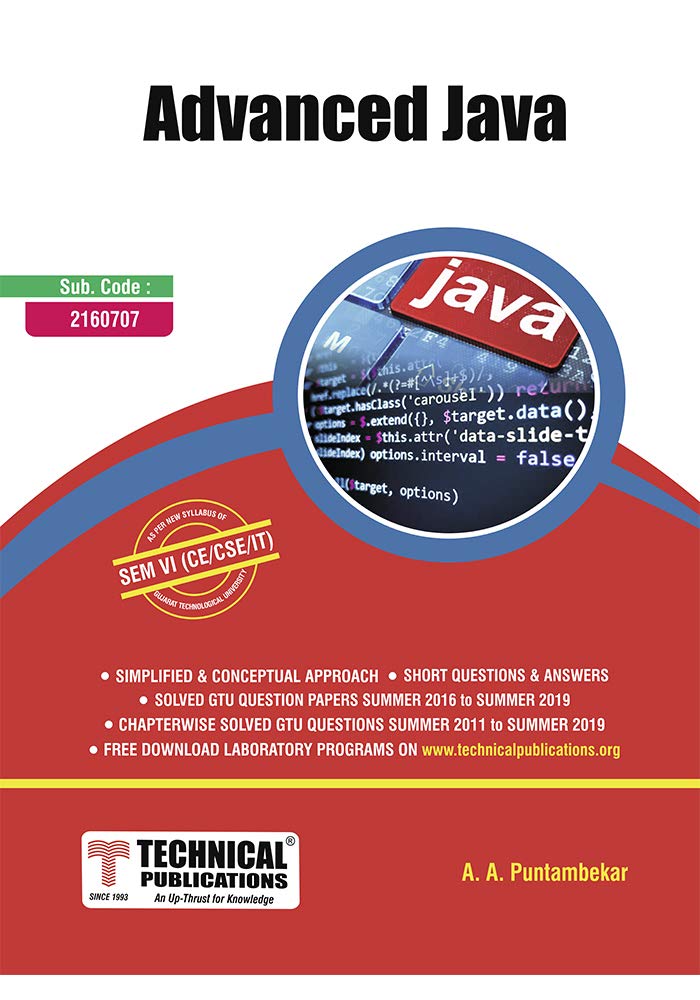 Advanced Java for GTU University (VI- CSE/IT- 2160707) eBook : A.A ...
