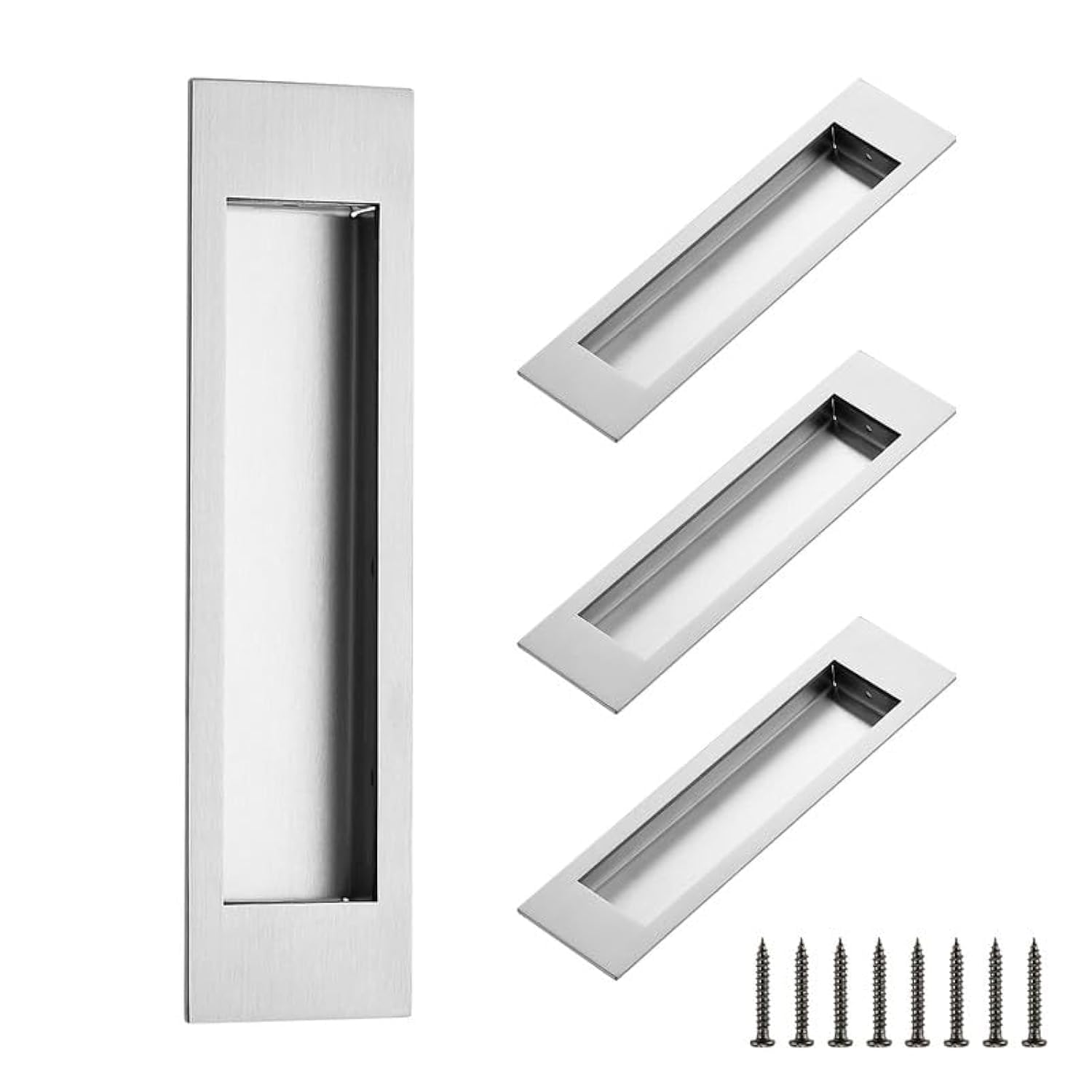 Ravinte 4 Pack Brushed Nickel Sliding Closet Door Handles Silver Flush ...