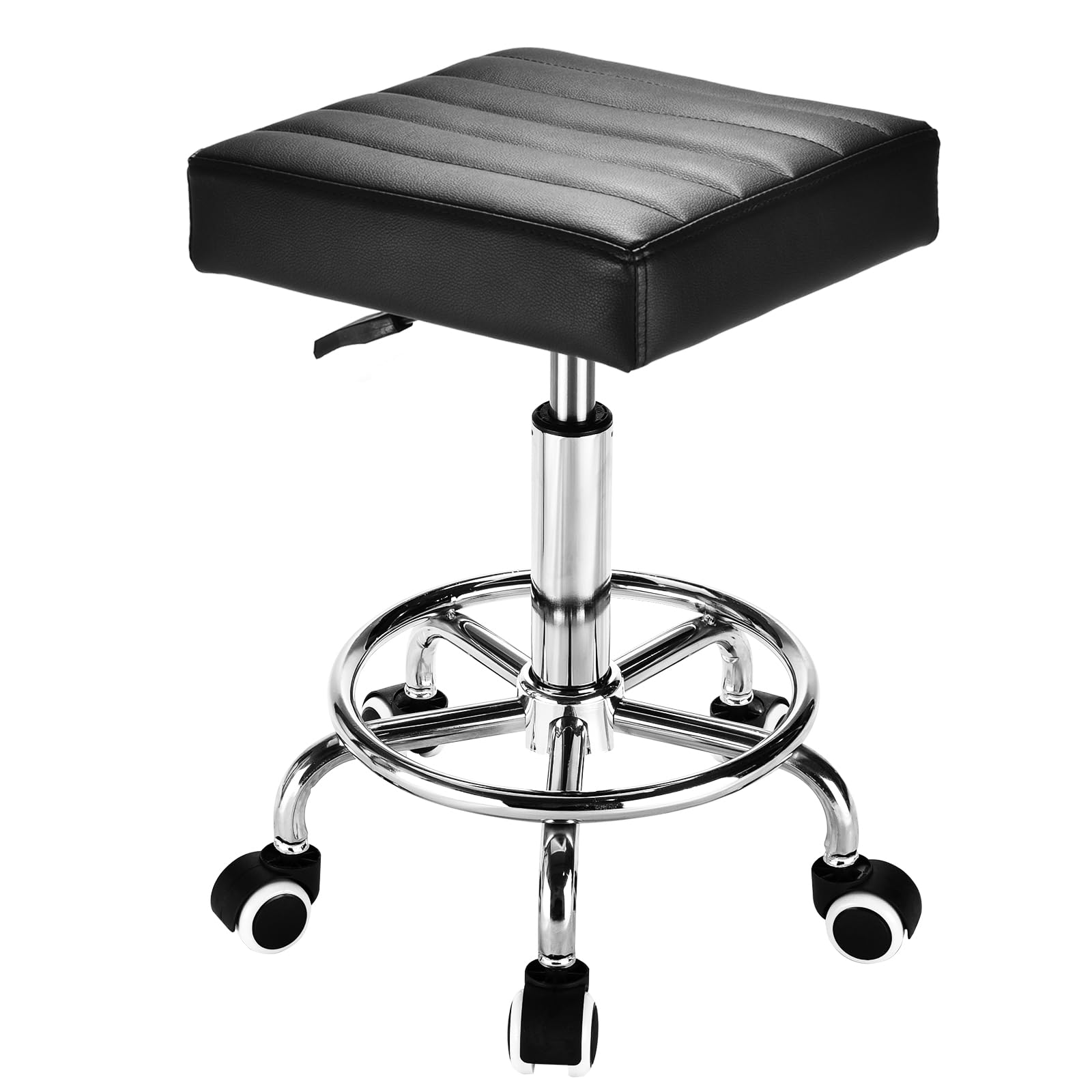 Amazon.com: Black Square Salon Rolling Stool - 300lbs Weight Capacity ...