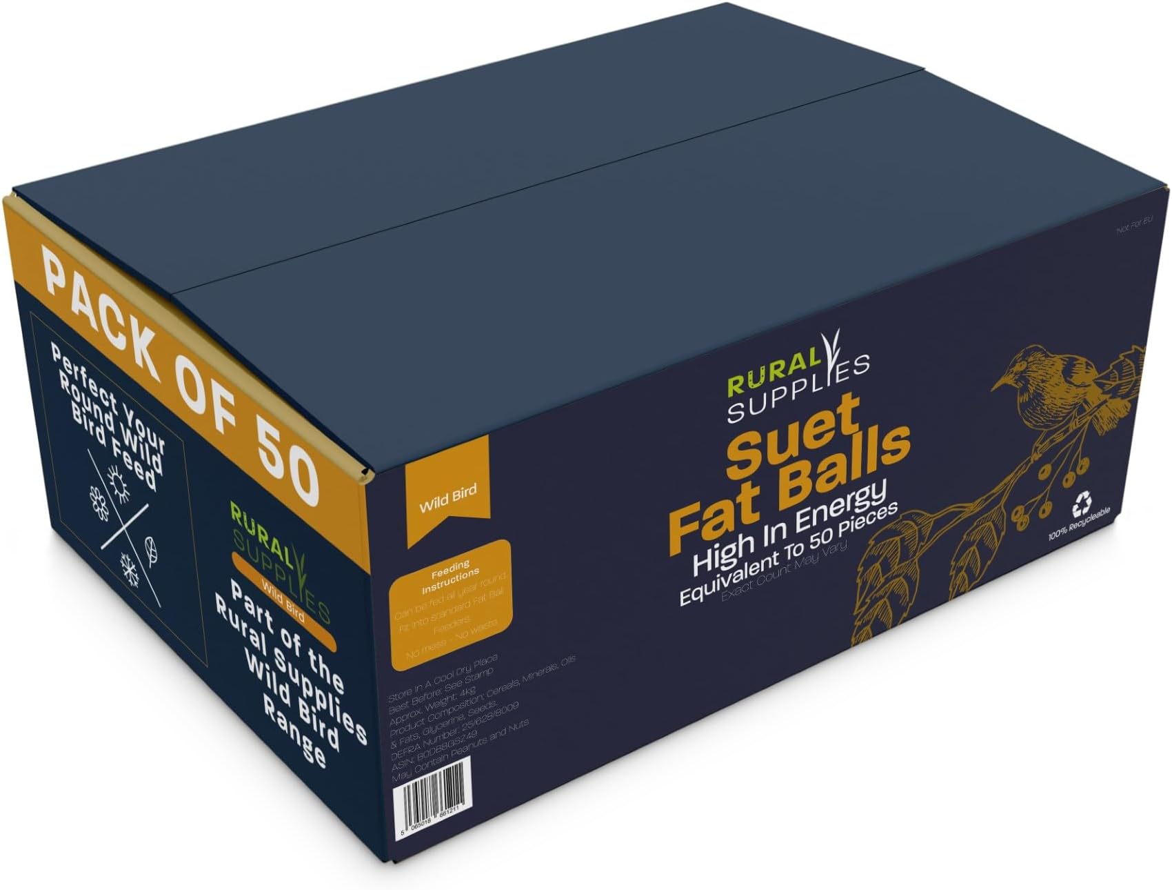 Johnston & Jeff Fat Balls Bucket No Nets Wild Bird Food (Pack Of 50 ...