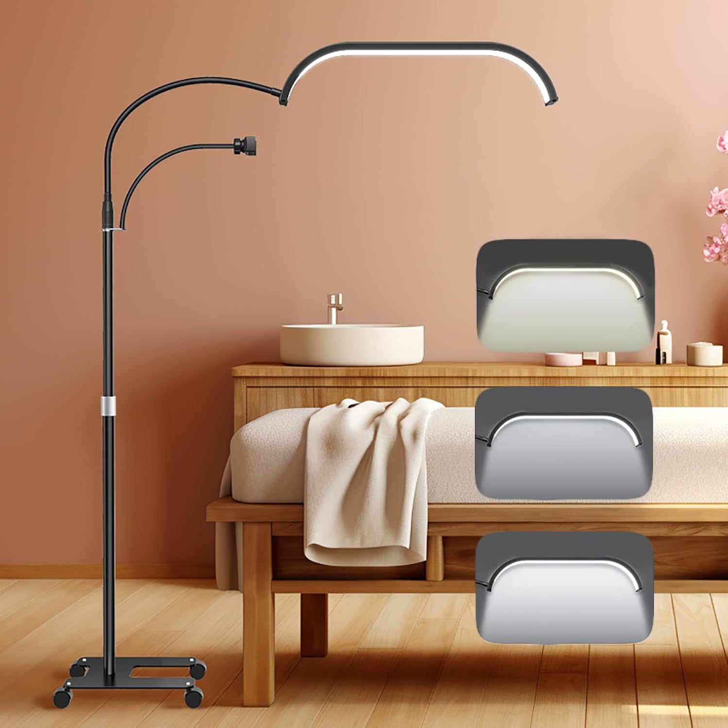 LGEXRCH Eyelash LED Floor Light Estheticians Light, Flexible Bracket ...