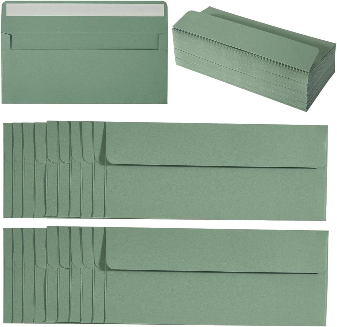 Amazon.com : Wishop 50 Pack Sage-Green #10 Business Envelopes Self Seal ...
