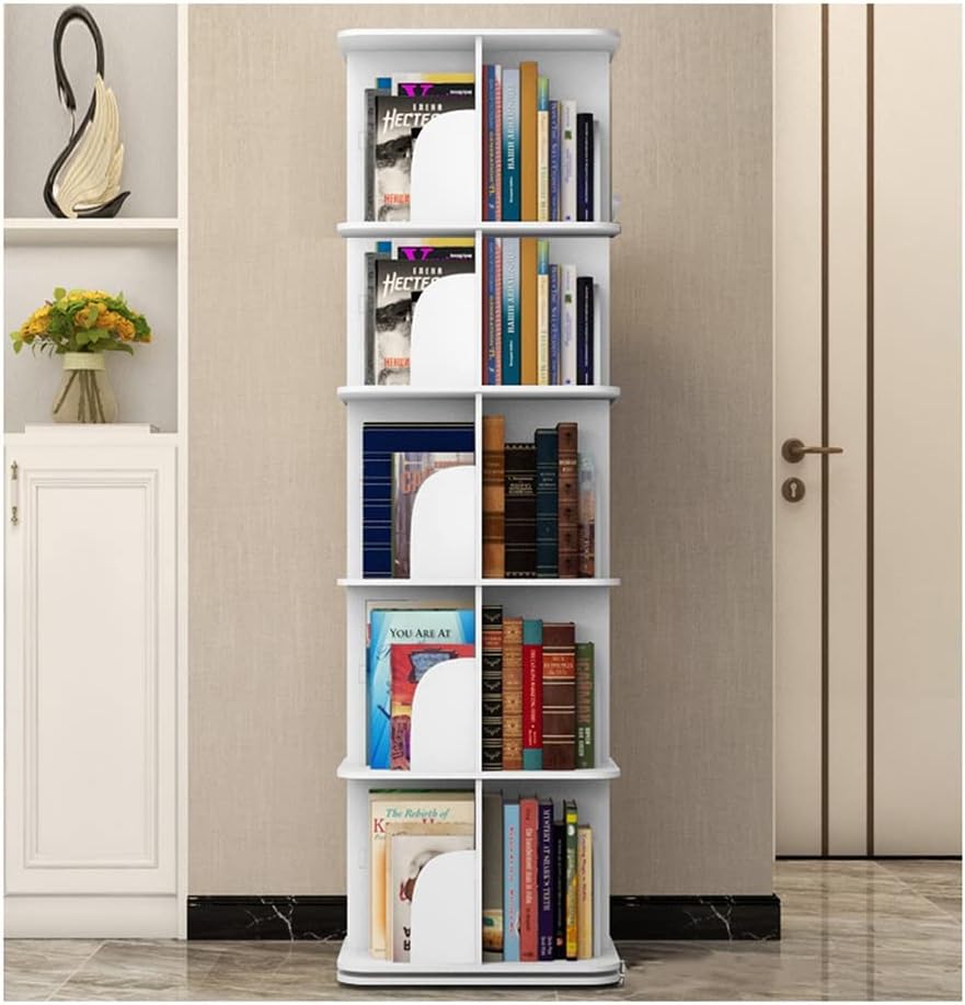Amazon.com: White Wood Rotation Square Bookshelf, Book CD Photo Frame ...
