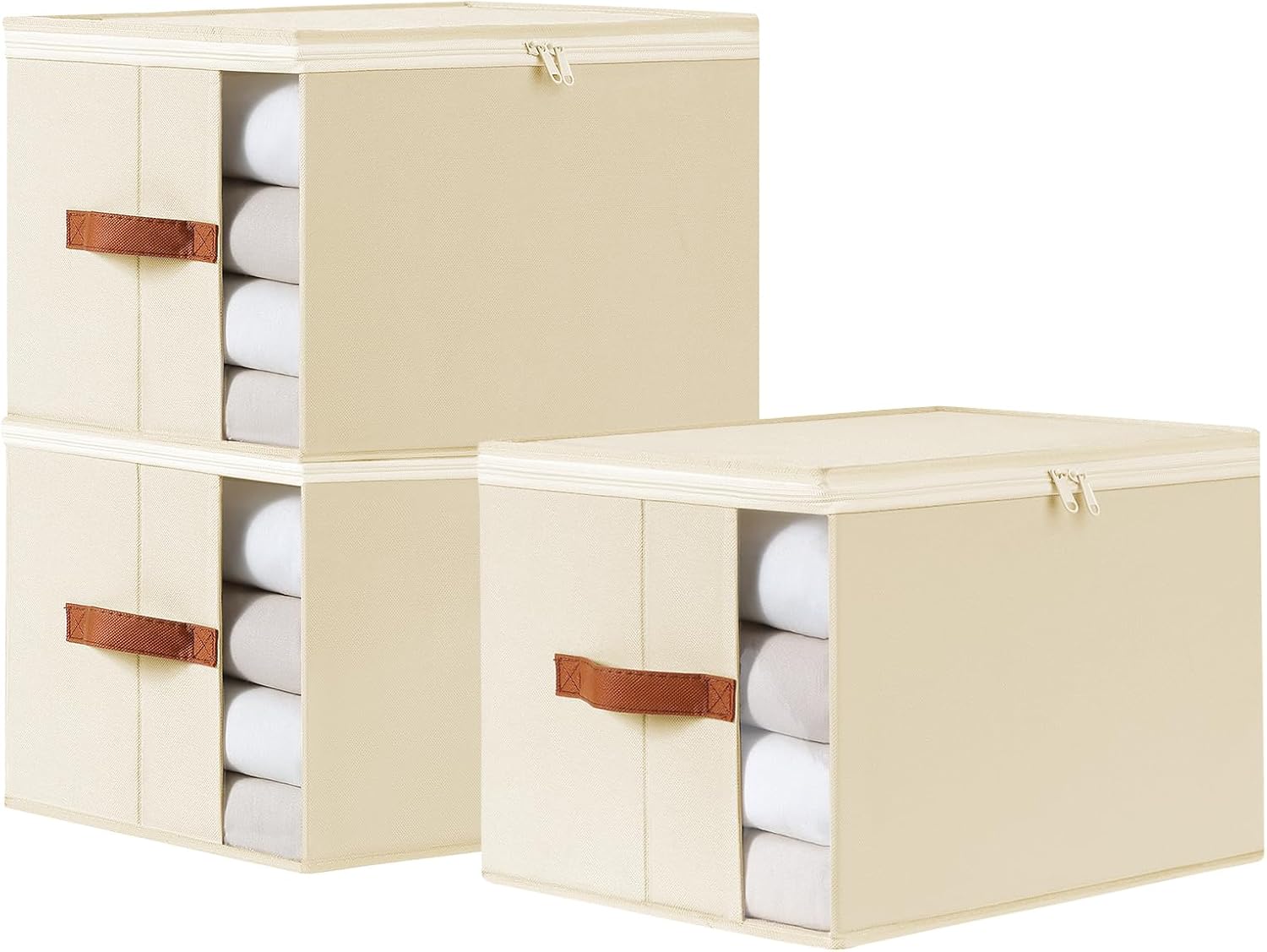DIMJ 90L Stackable Storage Boxes with Lids – 3Pack Versatile Fabric ...