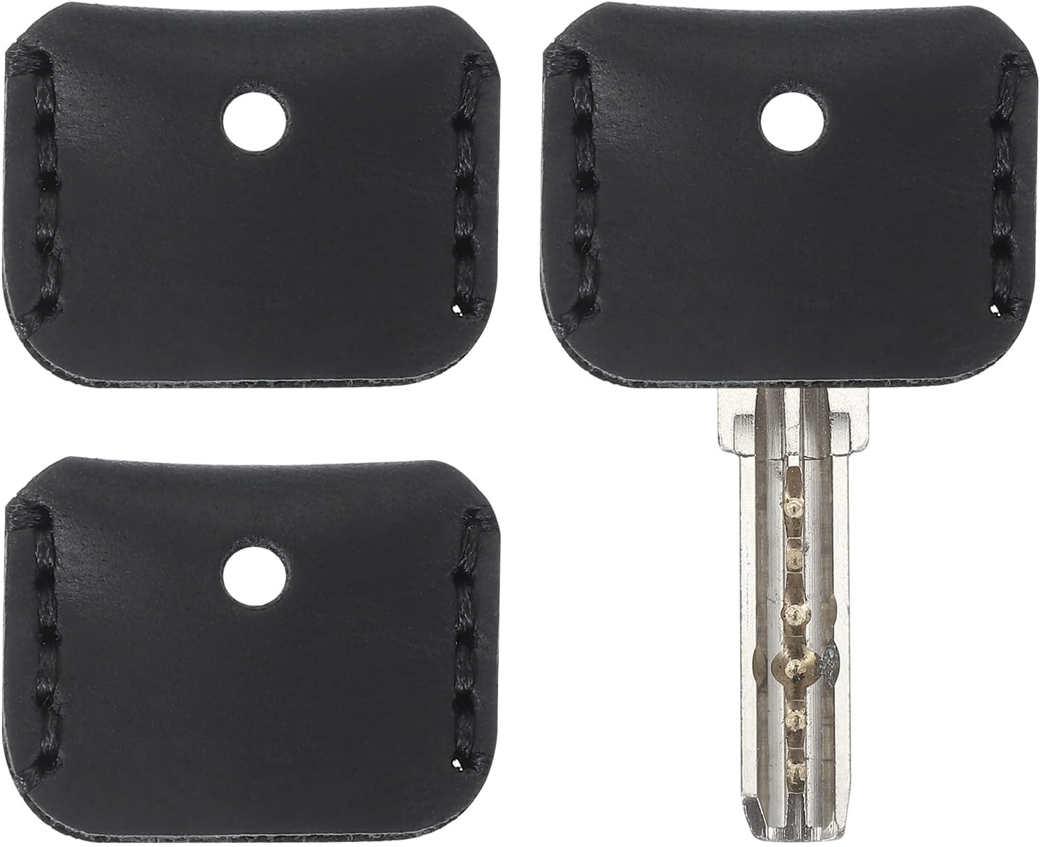 PATIKIL Leather Key Covers Caps, 3 Pack Head Key Sleeves Mini Key Tags ...