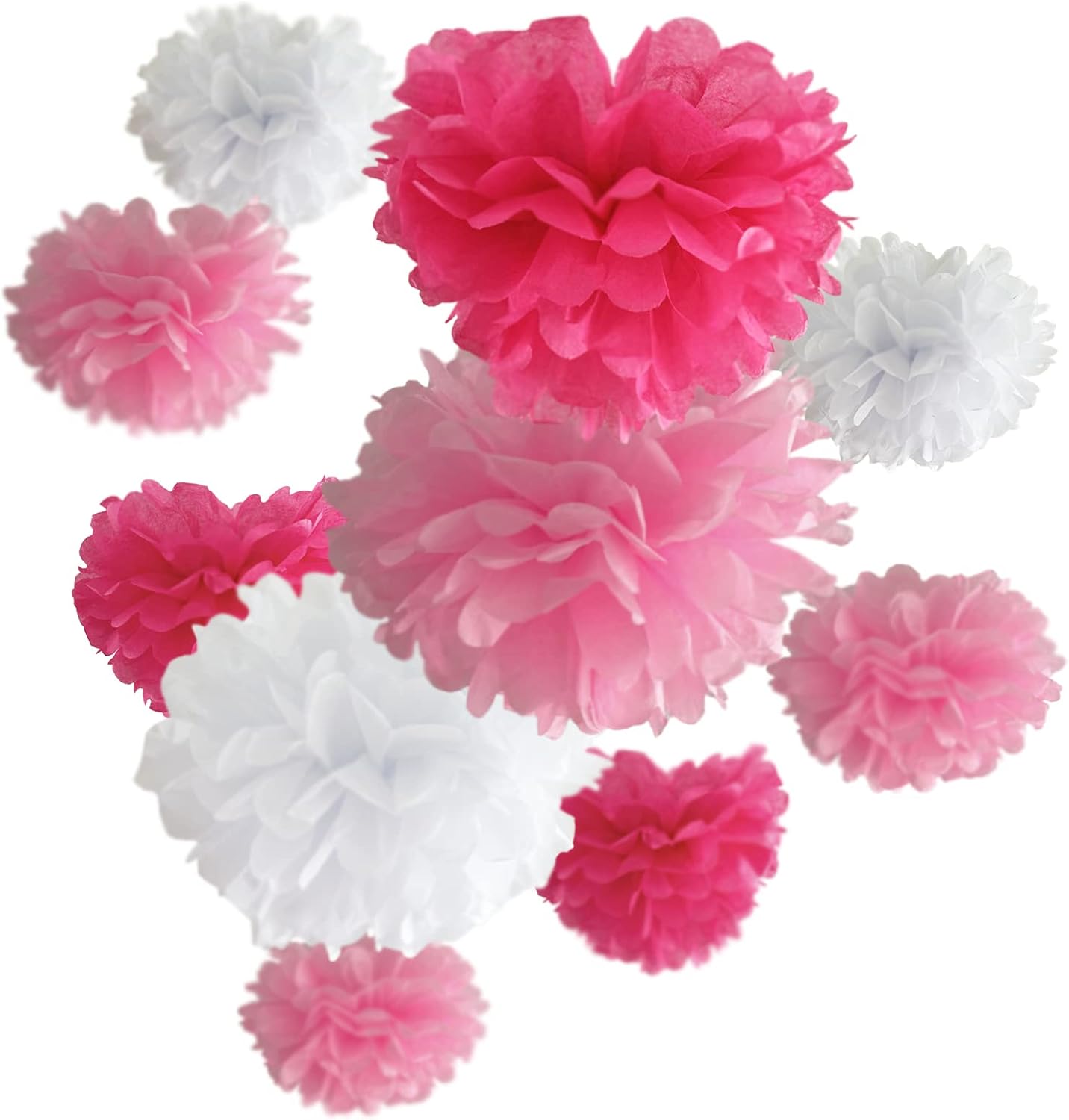 Amazon.com: 15PCS Rose Red,Pink & White Tissue Paper Pom Poms Set-Ideal ...