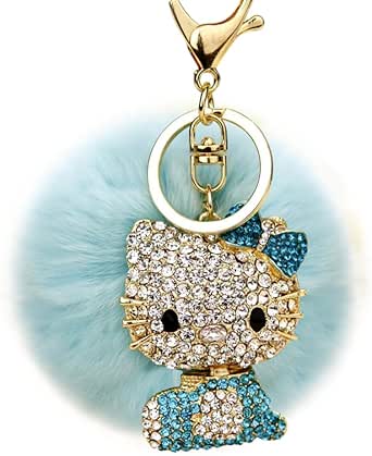 CATANK Pink Kitty Kawaii Cute Cat Bear Keychain for Women, Bling Teddy ...