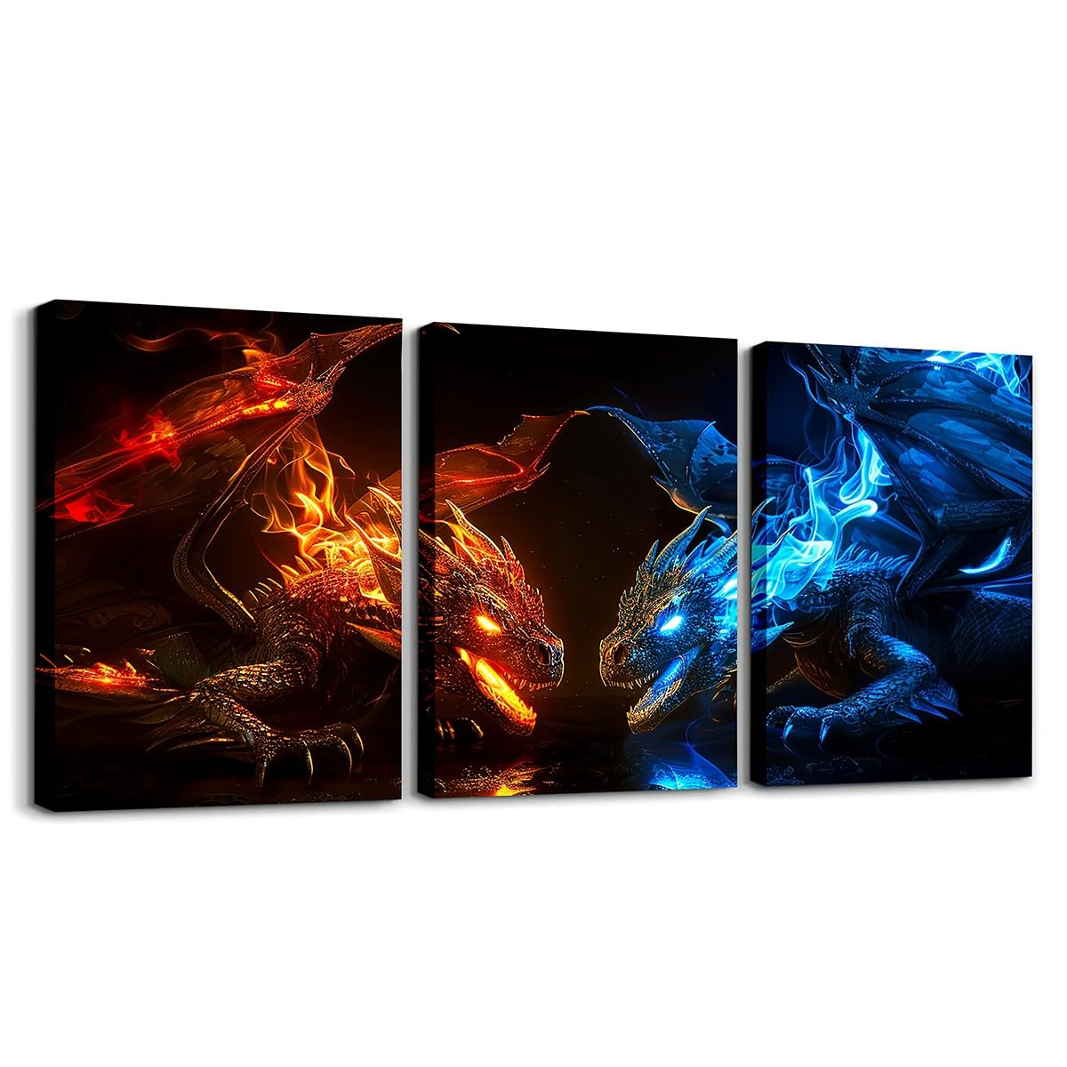 Amazon.com: Feelyou Dragon Monster 3 Piece Canvas Wall Art for Living ...