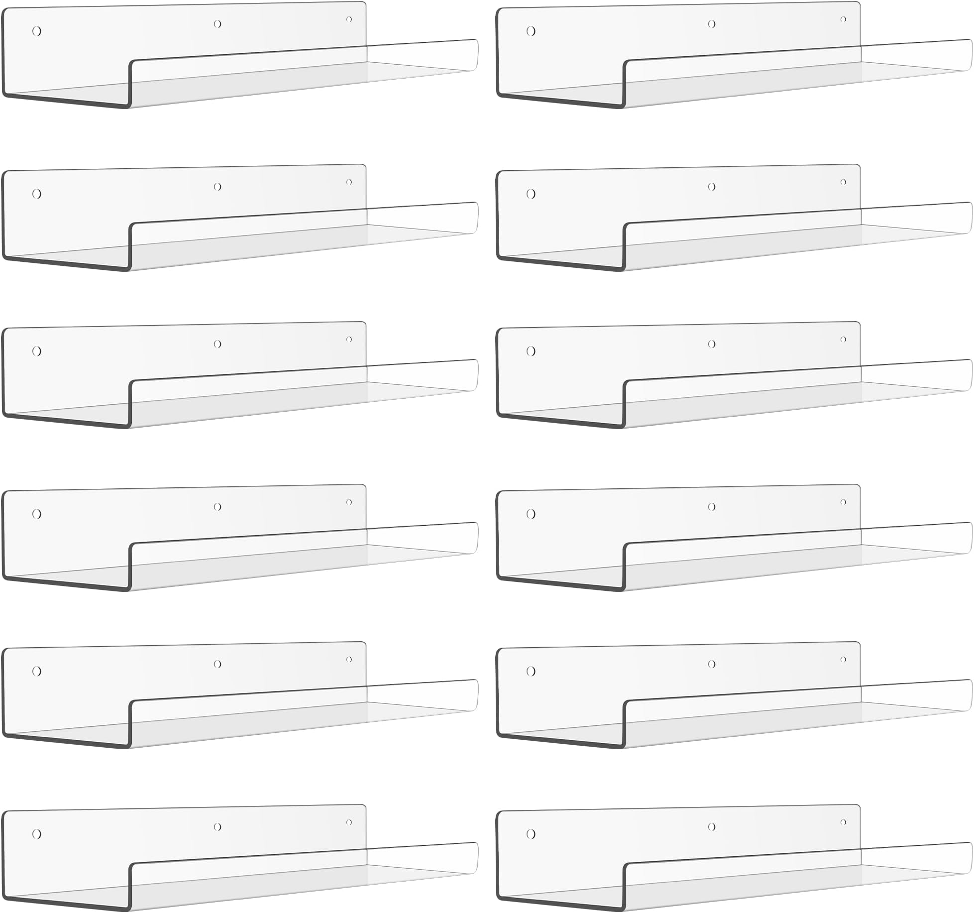 Amazon.com: upsimples 12 Pack Acrylic Shelves for Wall Storage, 15 ...