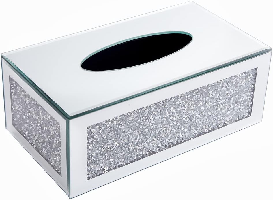 Amazon.com: Wocred Square Mirrored Tissue Box Cover,Crystal Crushed ...