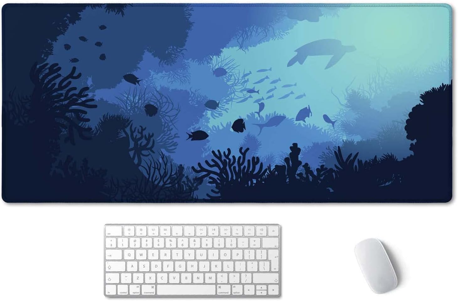 Amazon.com : SSOIU Blue Ocean Big Turtle Desk Mat, Under The Sea ...
