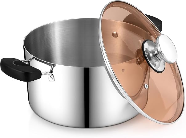 Amazon.com: 8 Quart 3-Ply Cooking Stock Pot with Lid, P&P CHEF ...