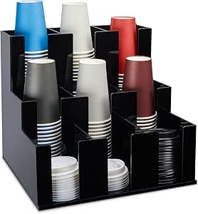 Yoande Acrylic Disposable Coffee Cup Dispenser 9 Compartment Vertical ...
