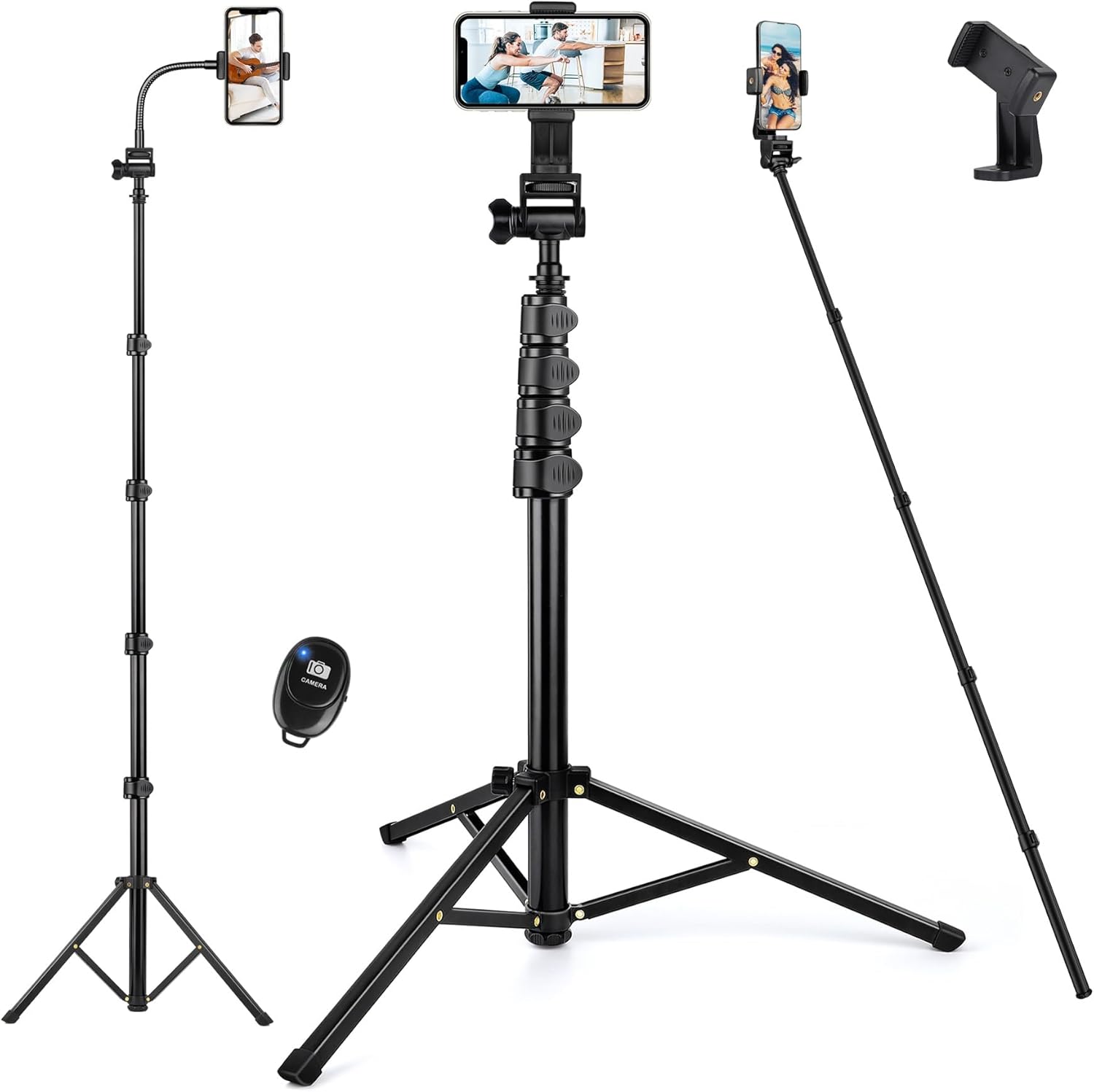 Amazon.com: Nineigh Phone Tripod Stand, 74" Selfie Stick Tripod with ...