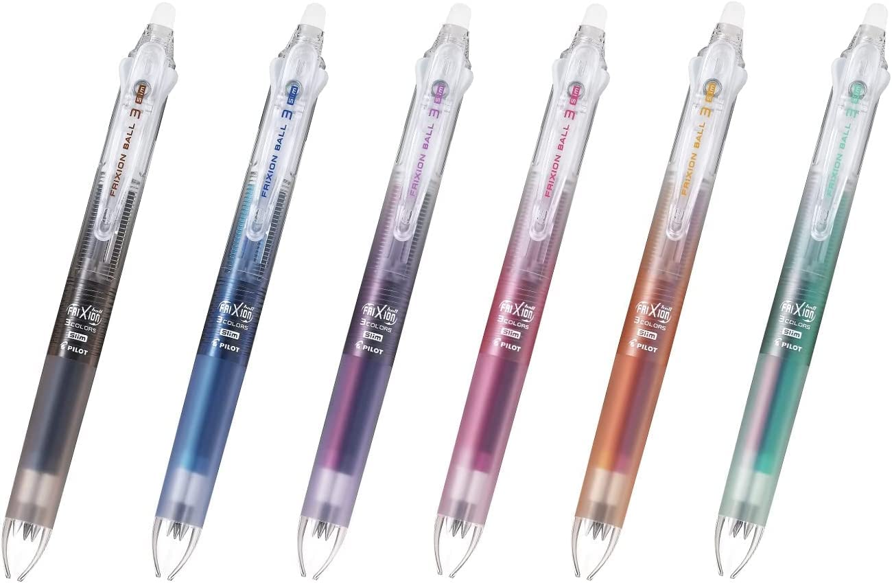 Pilot Erasable Tri-Color Ballpoint Pen, Colorful FriXion Ball 3 Slim ...