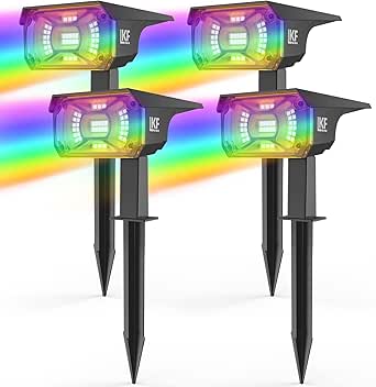 LKF Solar Color Spot Lights Outdoor, 9 Color Modes RGB Spotlights ...
