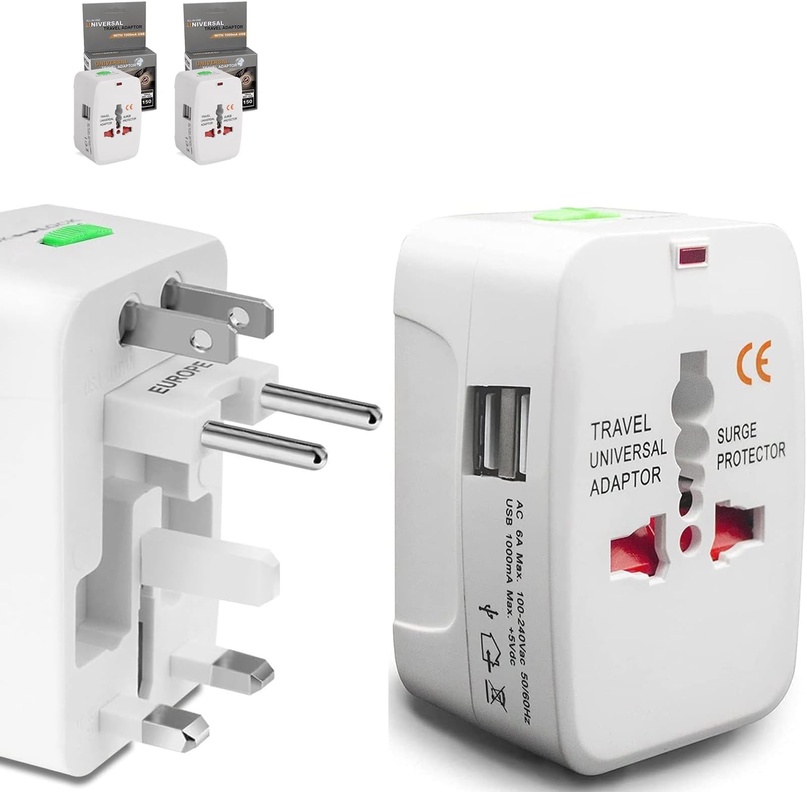 Amazon.com: CyberPower TRA1A21U Universal Travel Adapter, USB Charge ...