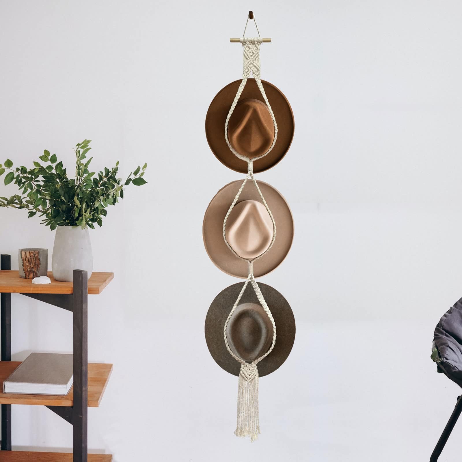 Amazon.com: HAIBEIR 2 Pieces Macrame Hat Hangers for Wall, Cowboy Hat ...