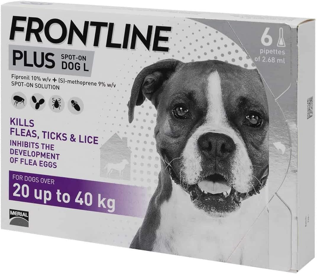FRONTLINE Plus Flea & Tick Treatment for Large Dogs - 6 Pipettes ...