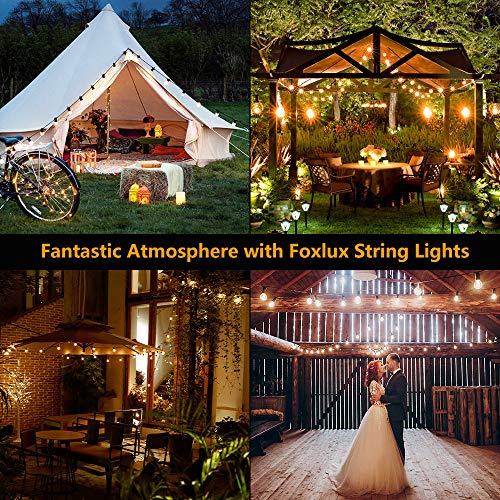 FOXLUX Outdoor String Lights - 48 ft Shatterproof and Waterproof Heavy ...