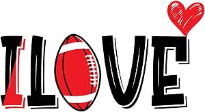 Amazon.com - I Love Football Vinyl Sticker 5x5 Inches Heart Gaming ...