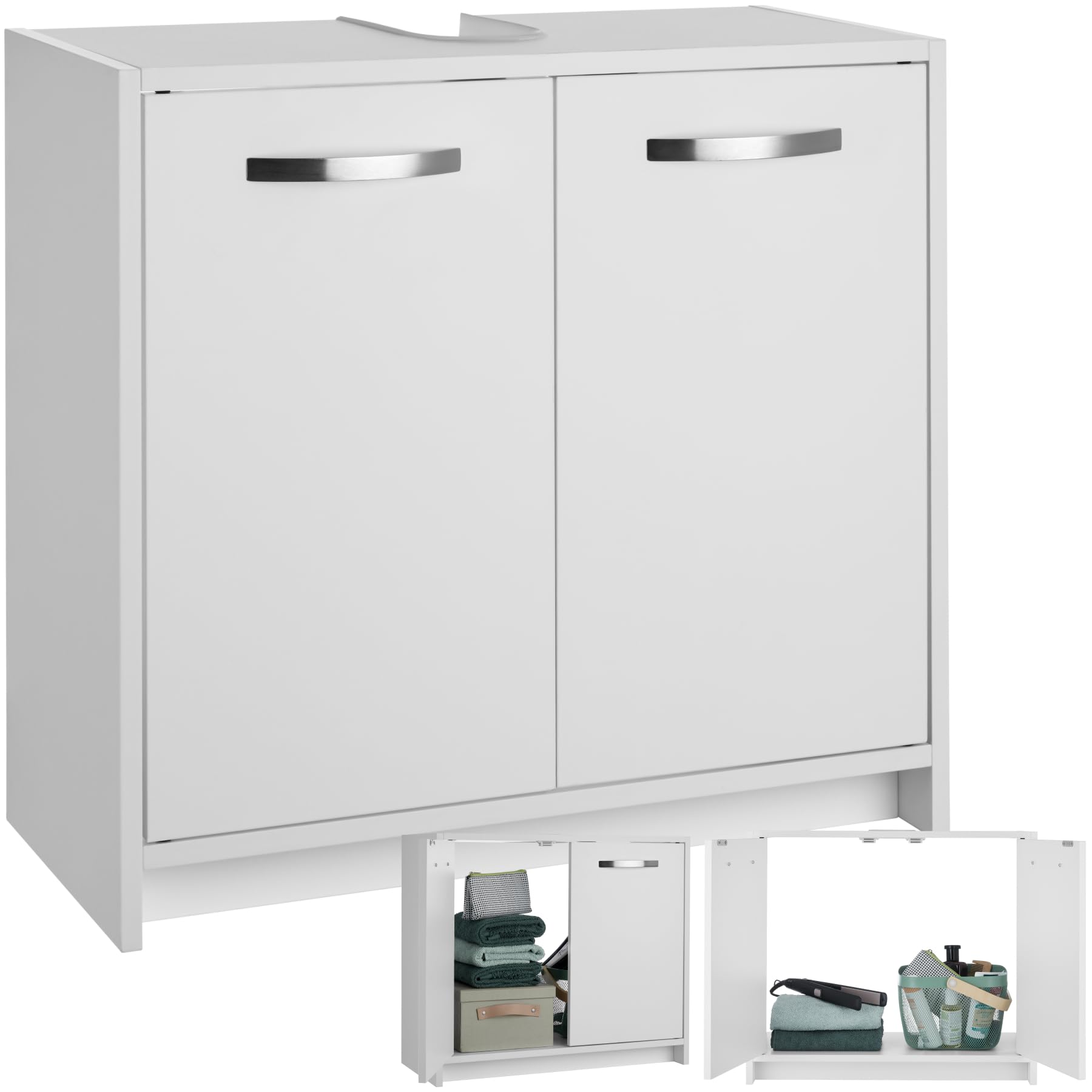 TecTake® Under-Sink Bathroom Cabinet with Large Compartment, Doors with ...