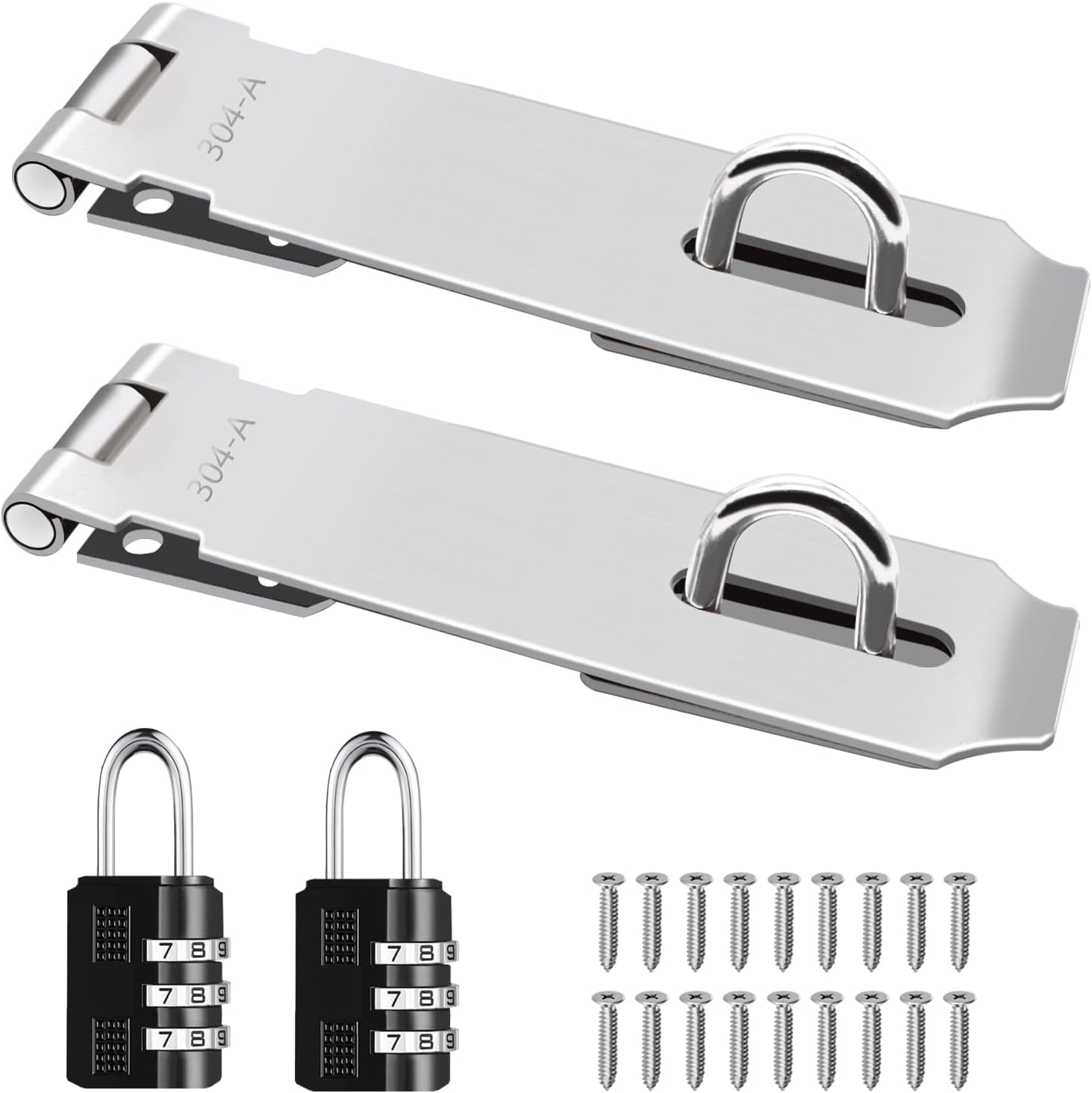 2 Pcs Padlock Hasp Latch Locks, Stainless Steel Gate Door Locks Hasp ...