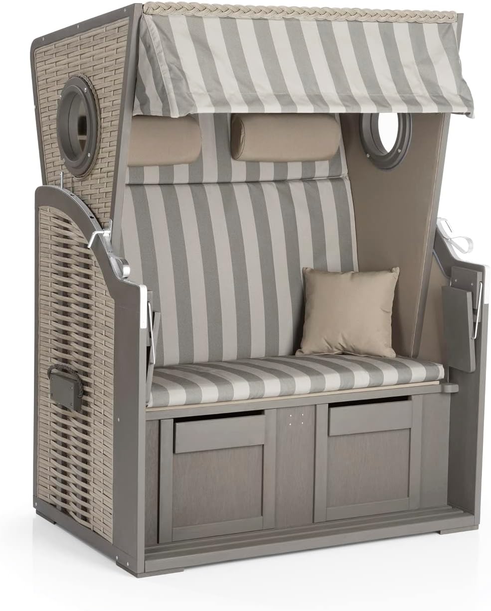 WebaVita - Strandkorb Mallorca aus Pinienholz | 2 Sitzer | Montiert ...