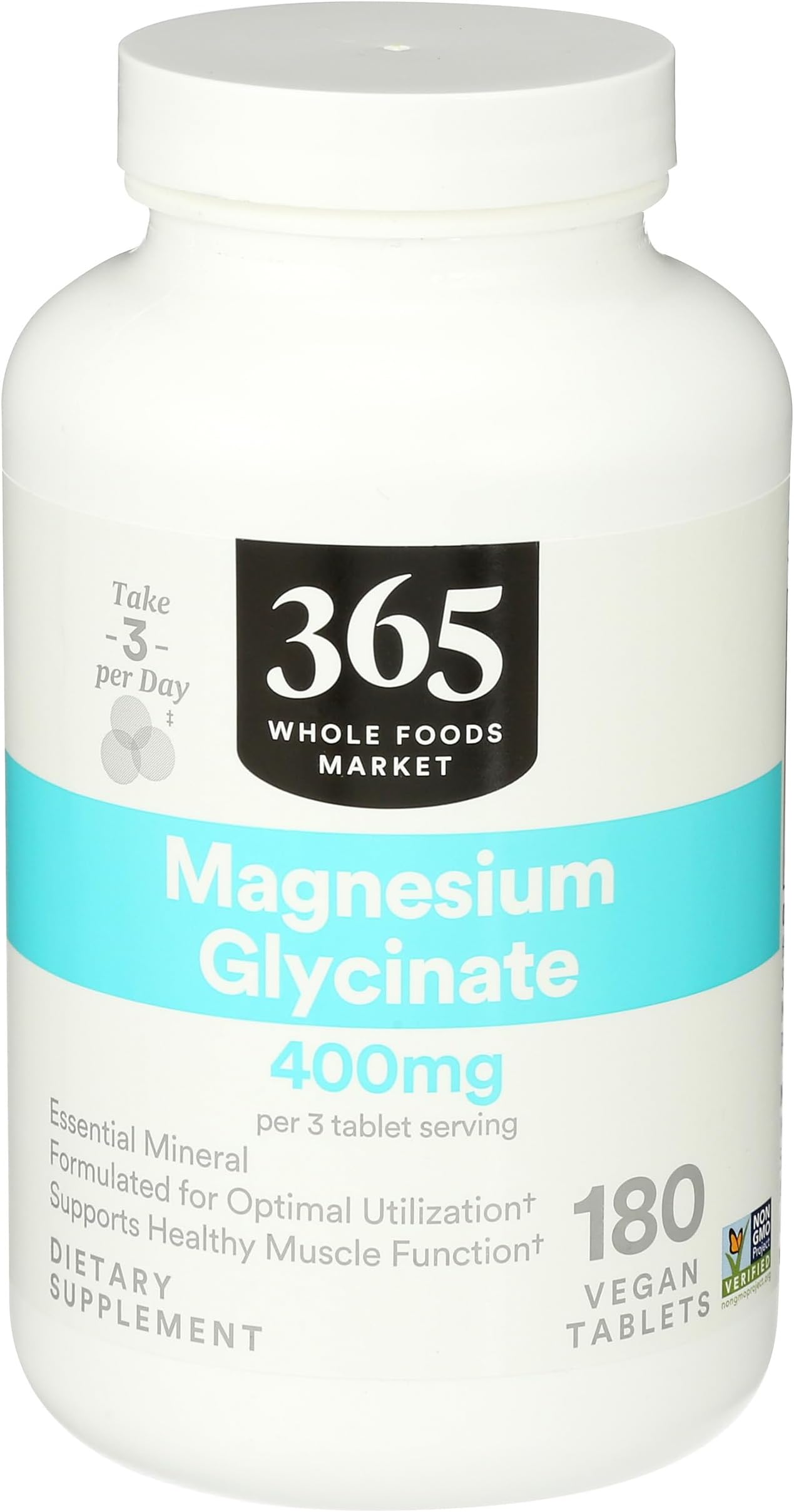 Amazon.com: 365 by Whole Foods Market, Magnesium Glycinate 400 MG, 180 ...