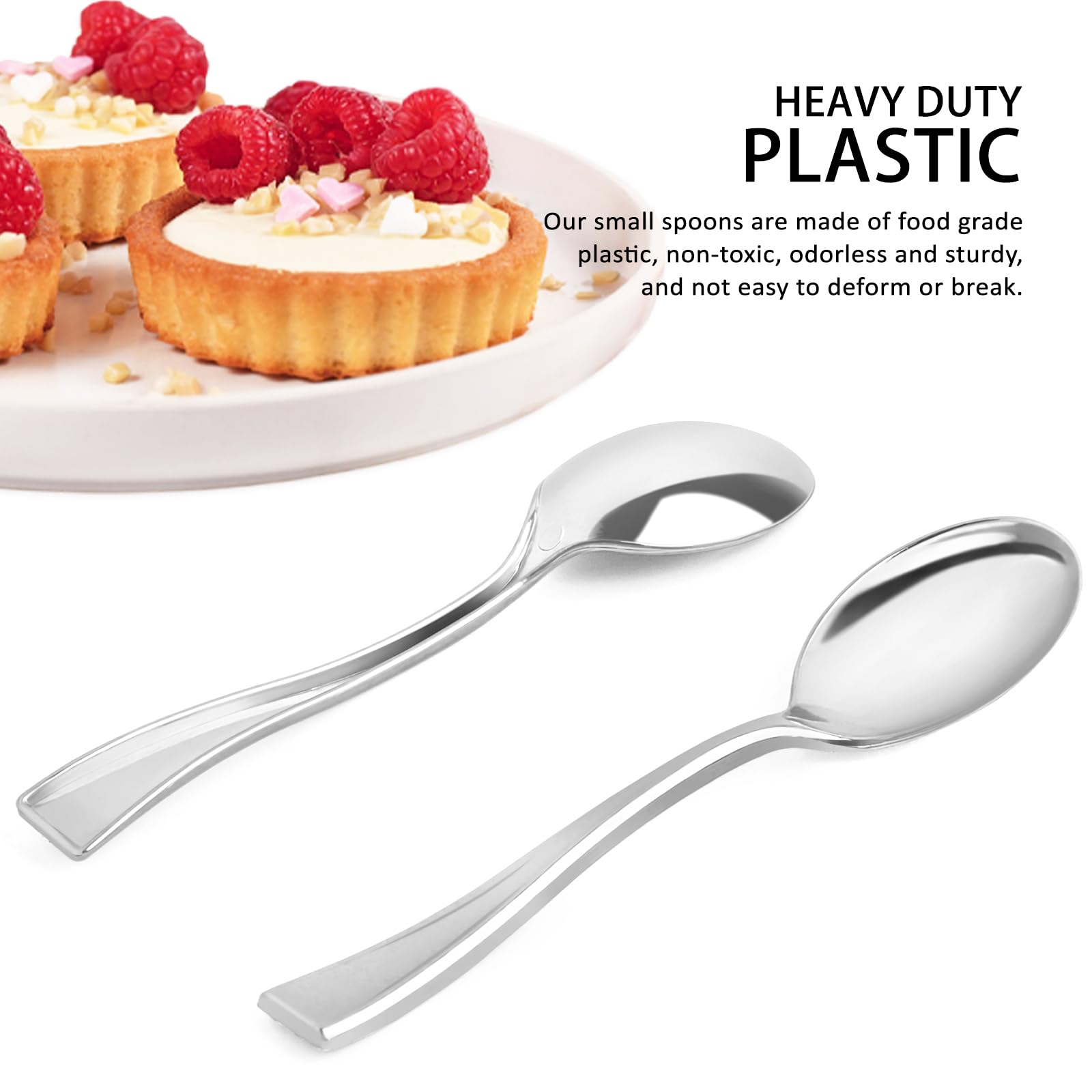 Snapklik.com : 4 Inch Silver Plastic Mini Spoons, 100 Pack Heavy Duty ...