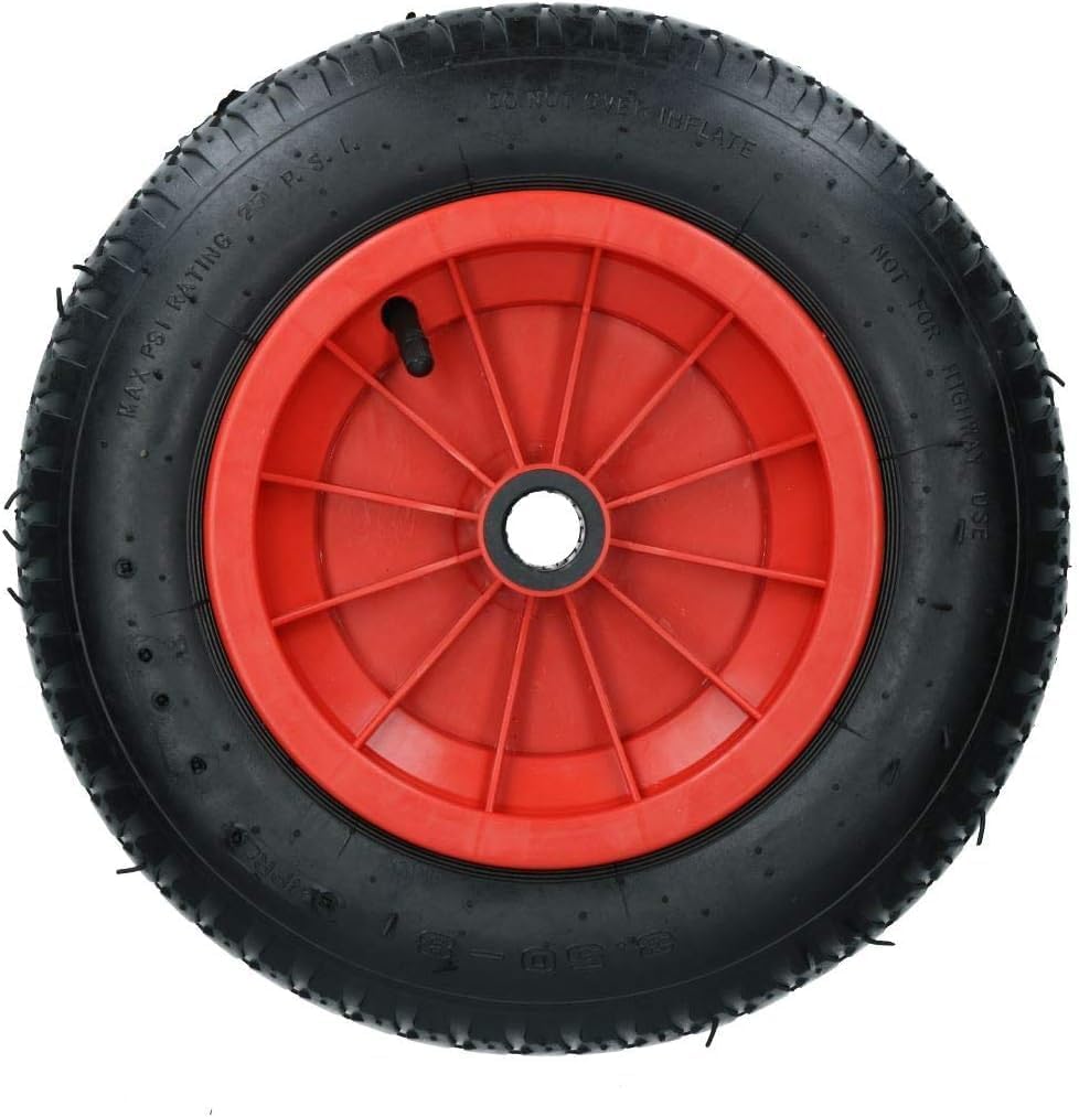 OptiProducts® 1 x 14 Inch Wheelbarrow Wheel Pneumatic Inflatable Tyre 3 ...