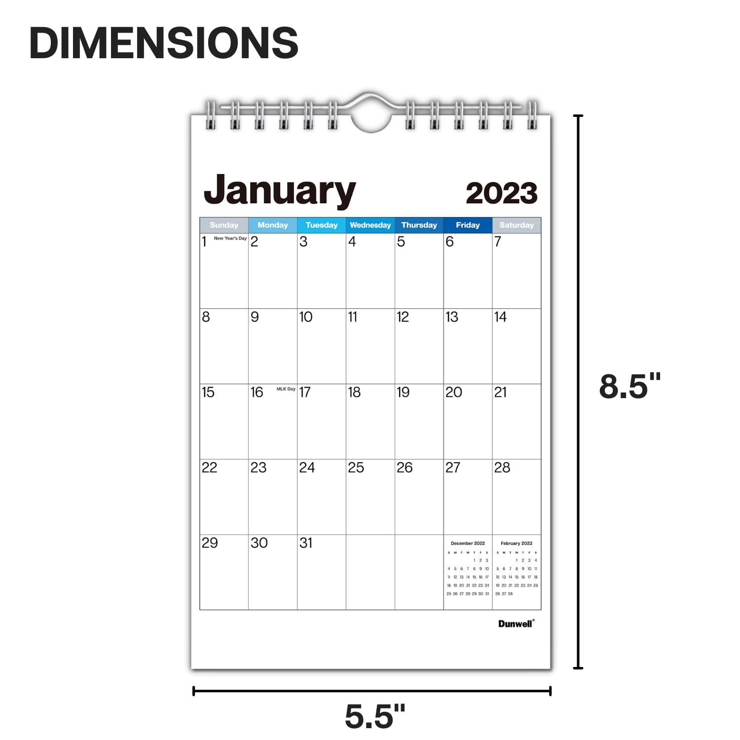 Buy Dunwell Small Wall Calendar 2022-2023 - (Blue Shades), Use July ...