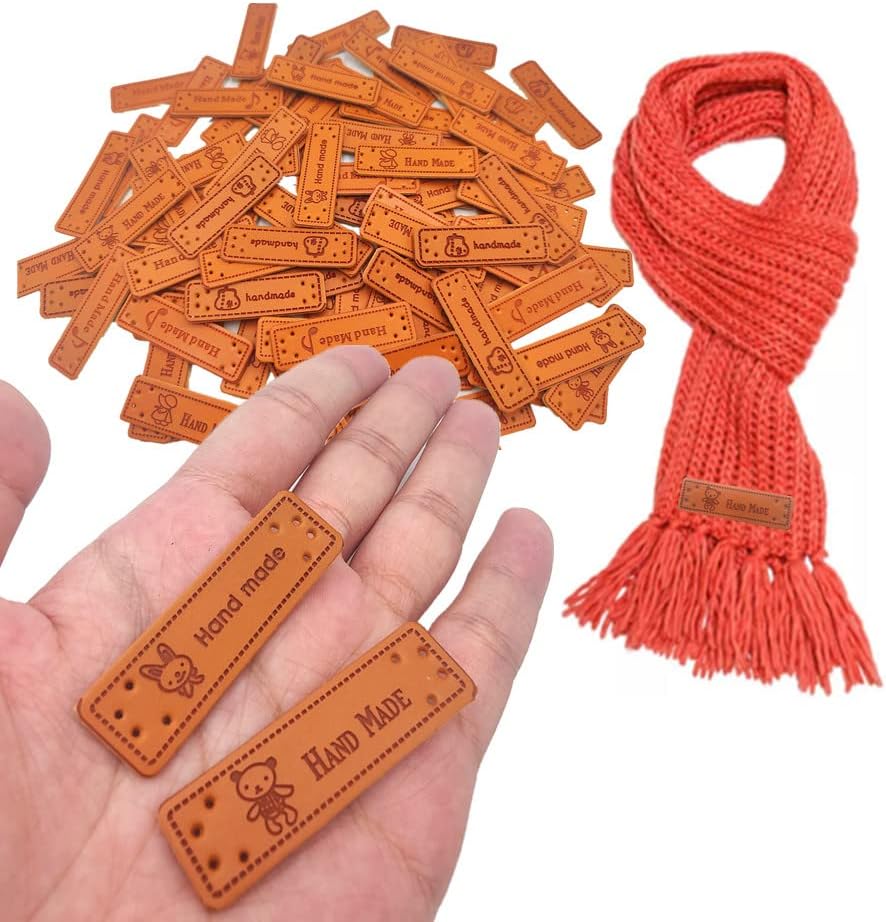 Amazon.com : Juland PU Leather Label Clothing Hand Made Embossed Tag ...