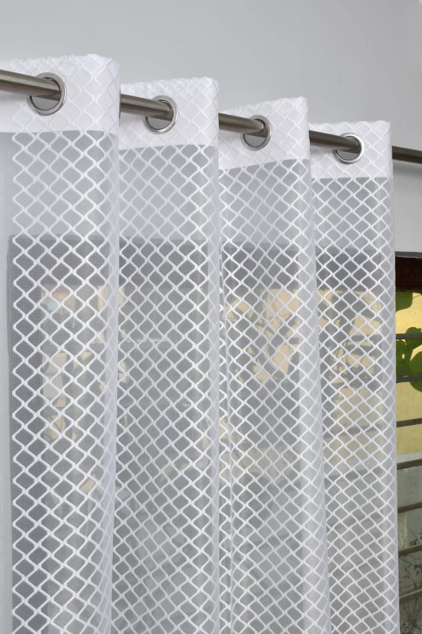 Buy MIGEN Polyester Beautiful Heavy Embroidery Tissue Net White Color ...