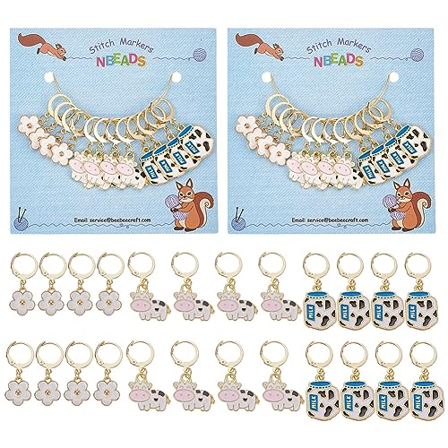 NBEADS 24 Pcs Cow Stitch Markers, Alloy Enamel Crochet Stitch Marker ...